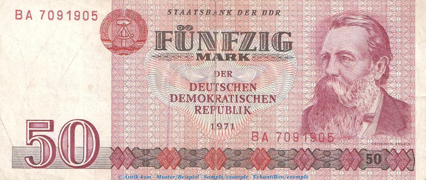 Staatsbank der DDR 50 Mark Schein der DDR Banknote, 50 Mark Schein in ...