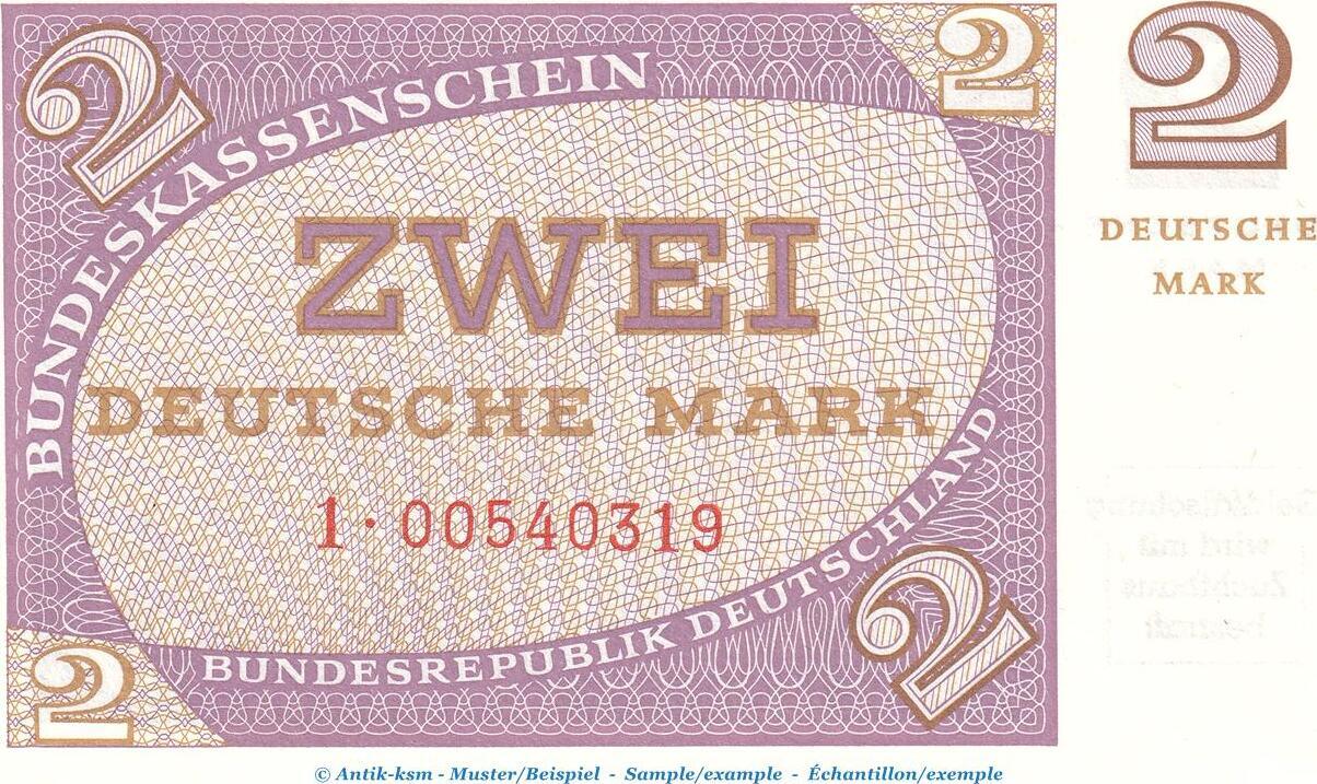 Bundesrepublik Deutschland 2 Mark Schein o.D. 1967 Bundeskassenschein ...