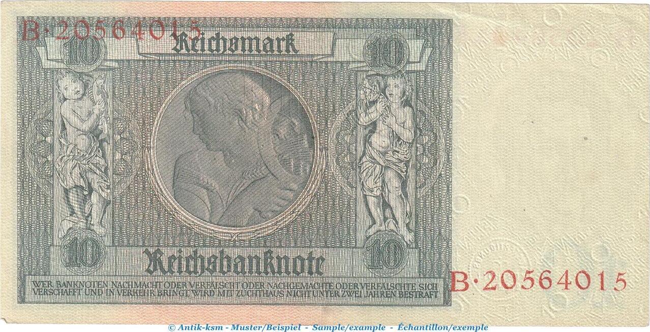 Weimarer Republik - Reichsbank 10 Reichsmark - F 1 - Reichsbanknote, 10 ...