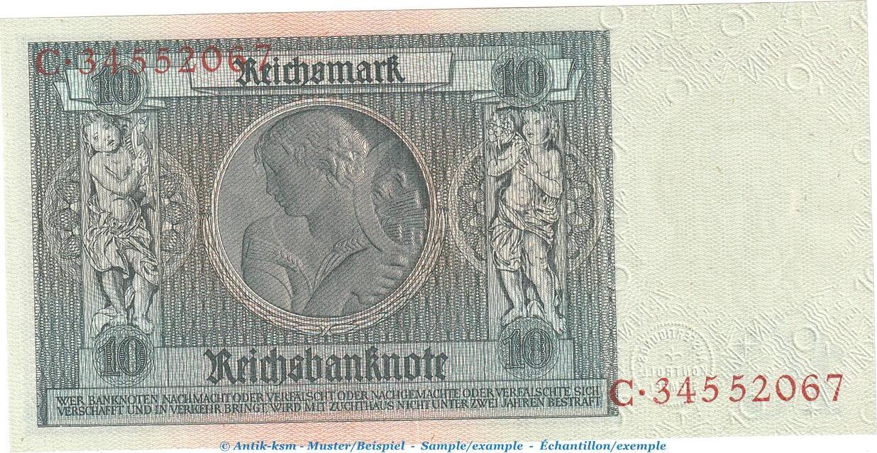 Weimarer Republik - Reichsbank 10 Reichsmark - E 1 - Reichsbanknote, 10 ...