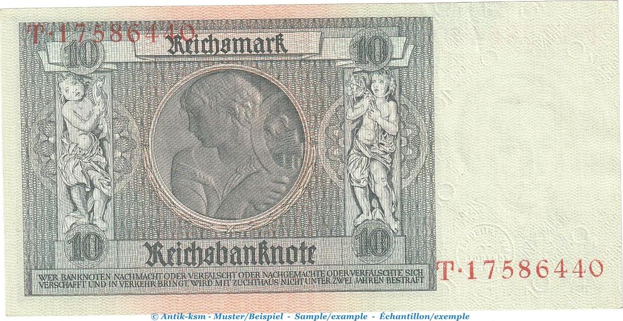 Weimarer Republik - Reichsbank 10 Reichsmark - F 2 - Reichsbanknote, 10 ...