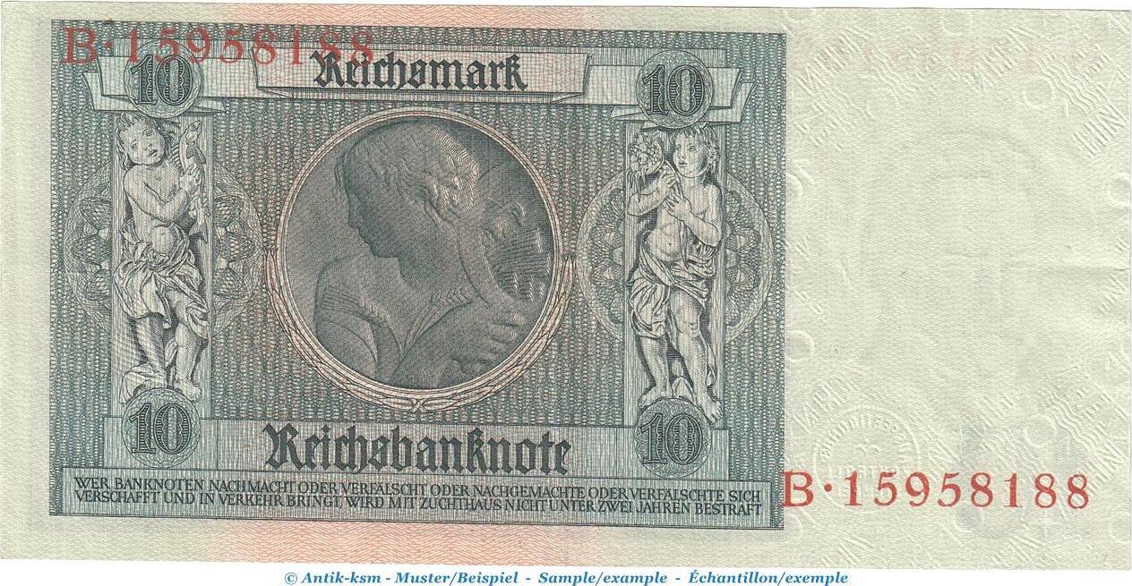 Weimarer Republik - Reichsbank 10 Reichsmark -R 1- Reichsbanknote, 10 ...