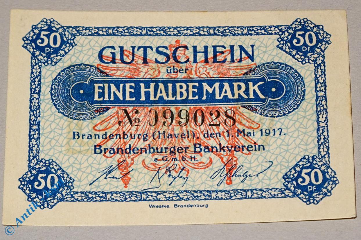 Notgeld Bankenverein, 1 Halbe Mark Schein, Tieste 0865.10.01.2, von ...