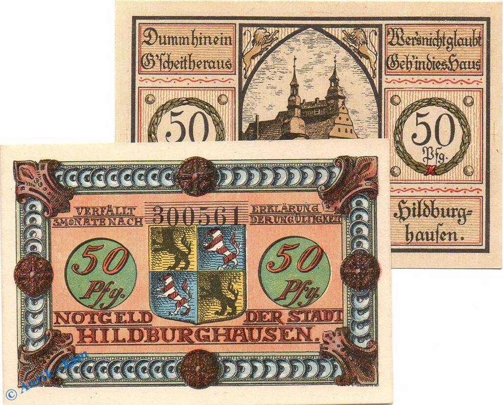 Serienscheine DE 2 Scheine kpl. o.D. Notgeld Hildburghausen, Set mit 2 ...