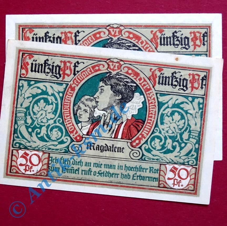 Seriennotgeld Deutschland 50 Pfennig Magdalena rot Notgeld Rothenburg ...