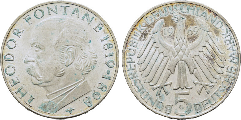 1969 Germany. 150th Anniversary of the birth of Theodor Fontane. | MA-Shops