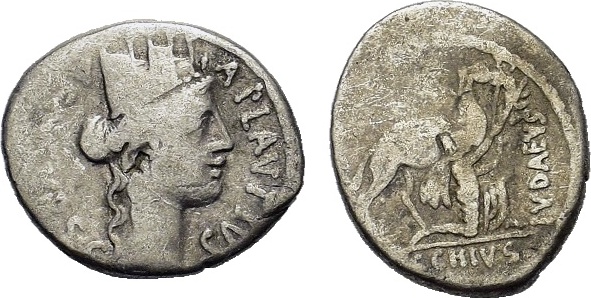 Roman Republic A. Plautius, 55 BC. Denarius s | MA-Shops