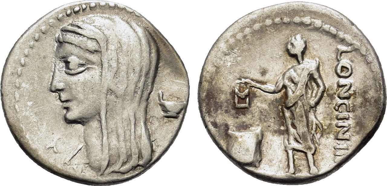 Roman Republic 63 BC L. Cassius Longinus. AR Denarius ss | MA-Shops