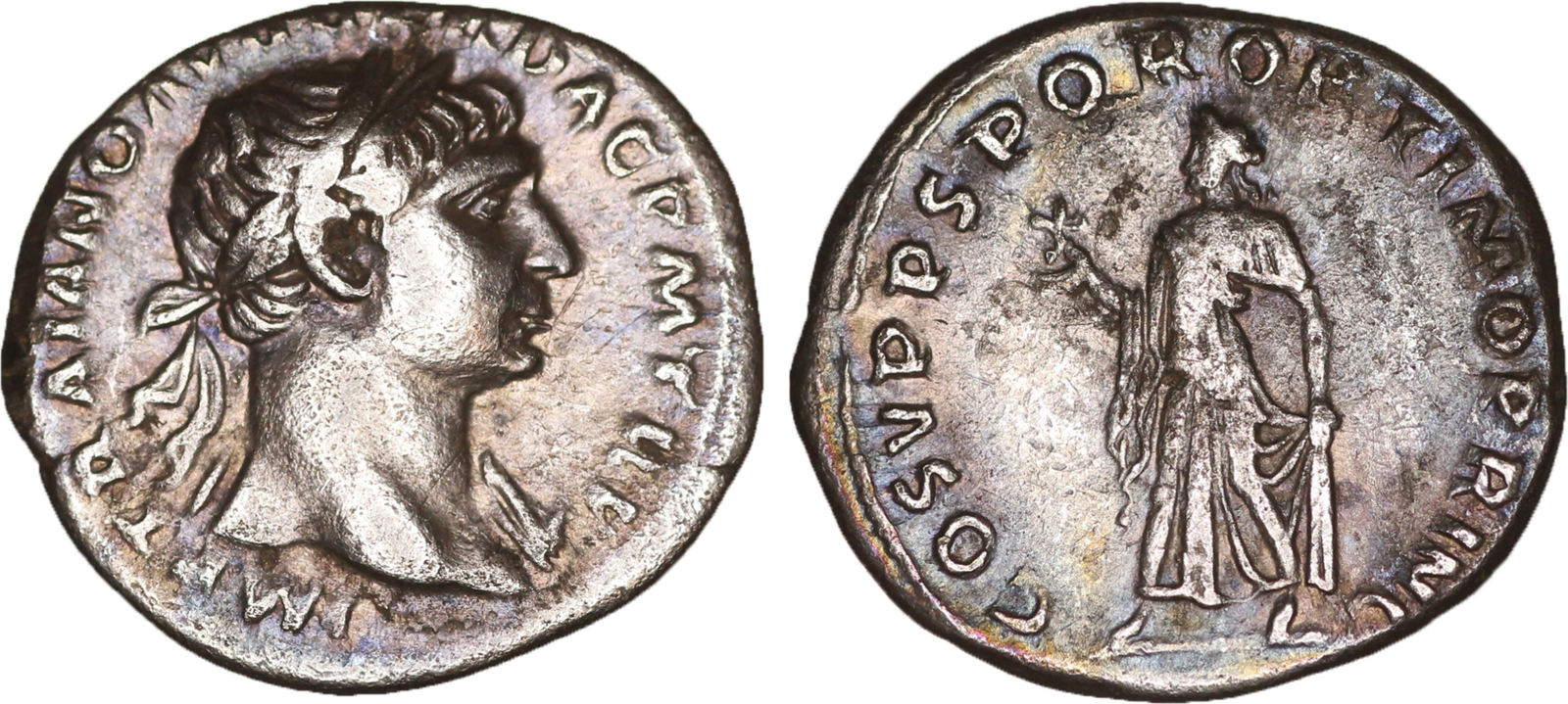 RÖMISCHE KAISERZEIT Roman Empire Denarius Denar 98-117 Trajan XF | MA-Shops