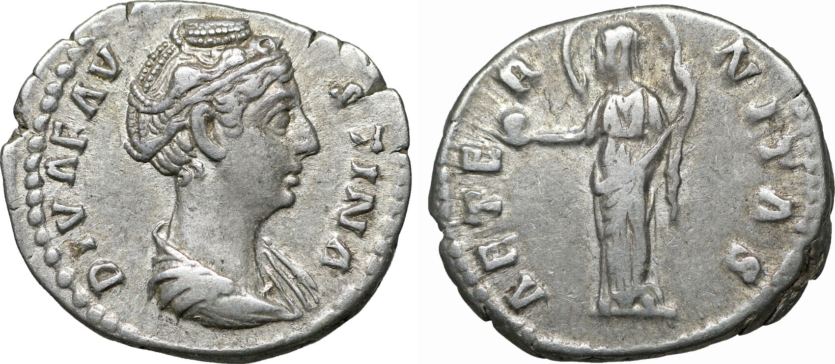RÖMISCHE KAISERZEIT Roman Empire Denarius Denar +141 AD Diva Faustina XF | MA-Shops