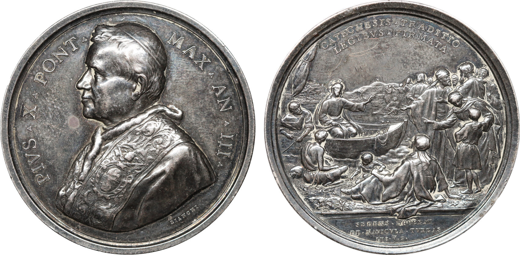 Papal States Silver Medal 1903-1914 Pius X Rare. 1500 Specimens. UNC ...