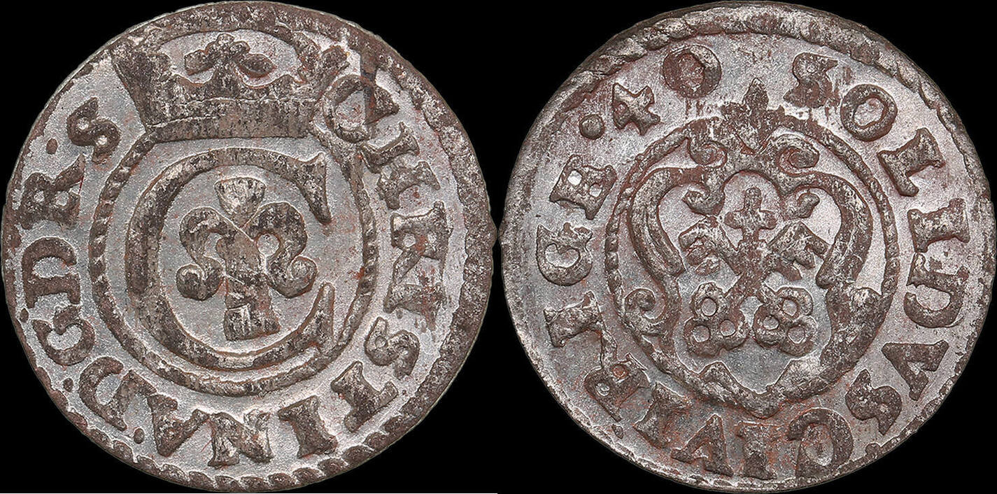 Livonia / Riga 1 Solidus 1640 Swedish Occupation, Riga Solidus - Kristina (1632-1654) AU/UNC ...