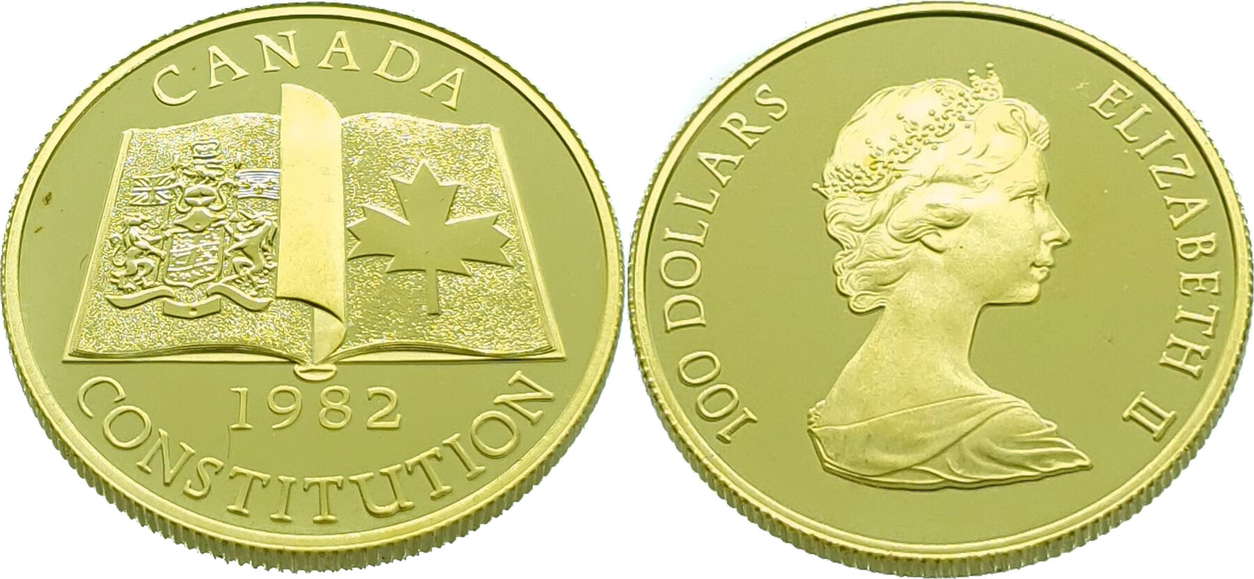 Canada 100 Dollars 1982 Constitution - Elizabeth II Gold PP | MA-Shops