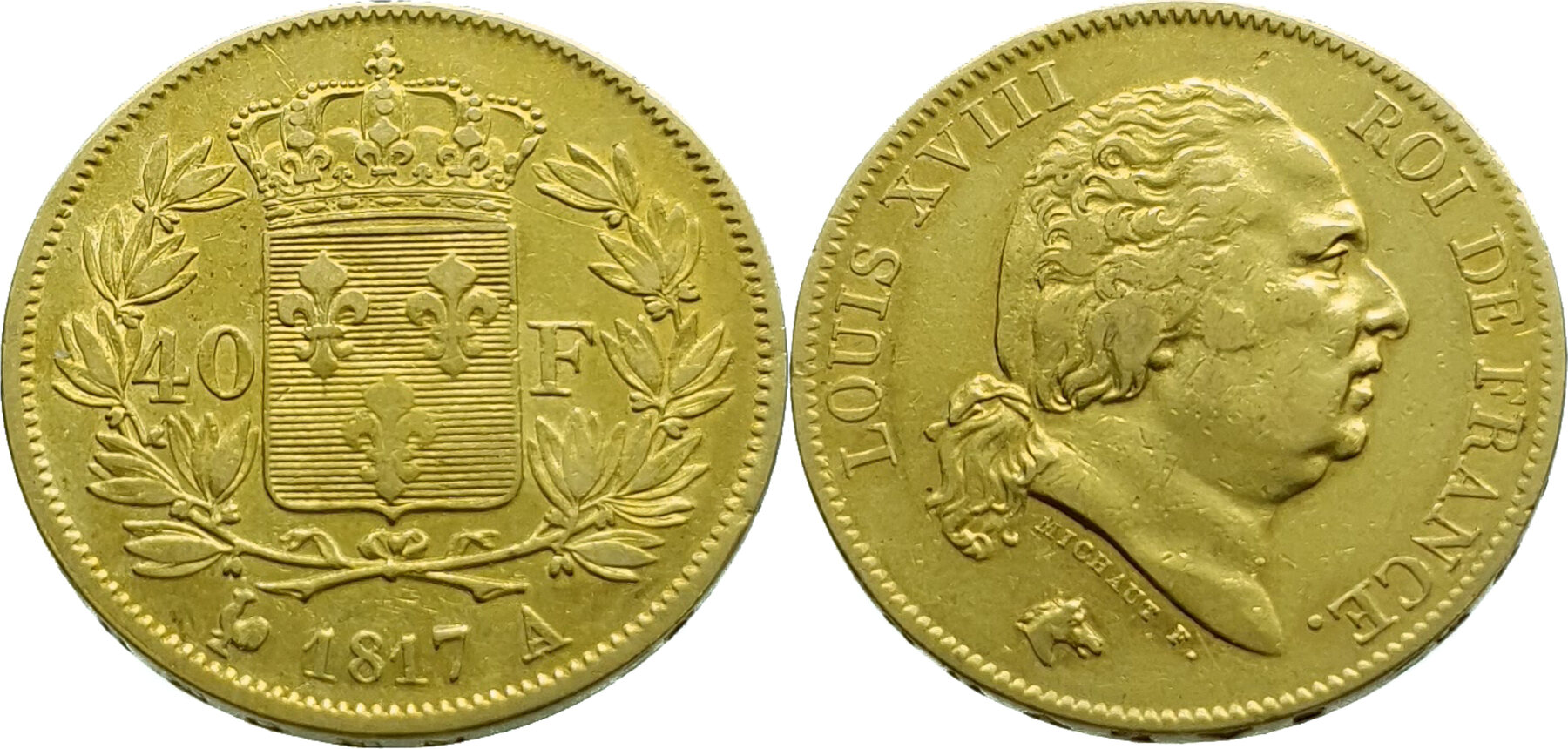 France 40 Francs 1817-A Louis XVIII - Gold Very s | MA-Shops