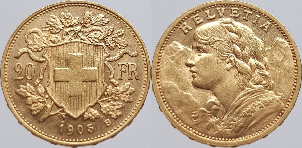 Switzerland - 20 Francs 1905-B Vreneli - Gold unz (unzirculated) | MA-Shops