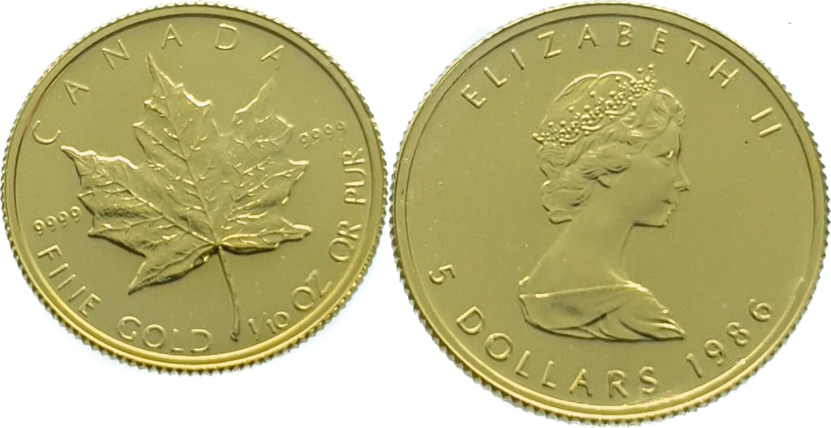 Canada 5 Dollars 1986 Elizabeth II - 1/10 Oz Maple Leaf - Gold st | MA ...