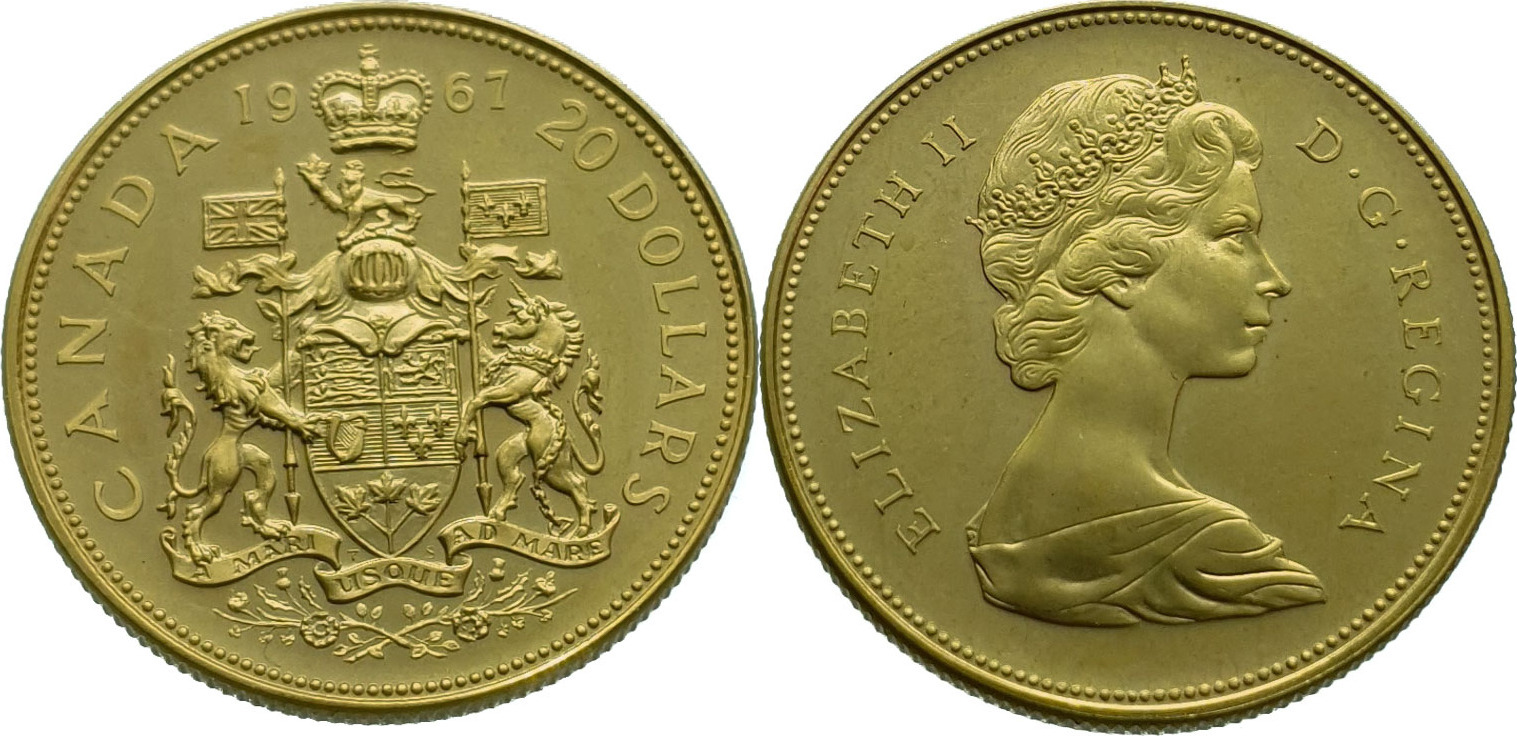 Canada 20 Dollars 1967 Confederation - Elizabeth II - Gold unz ...
