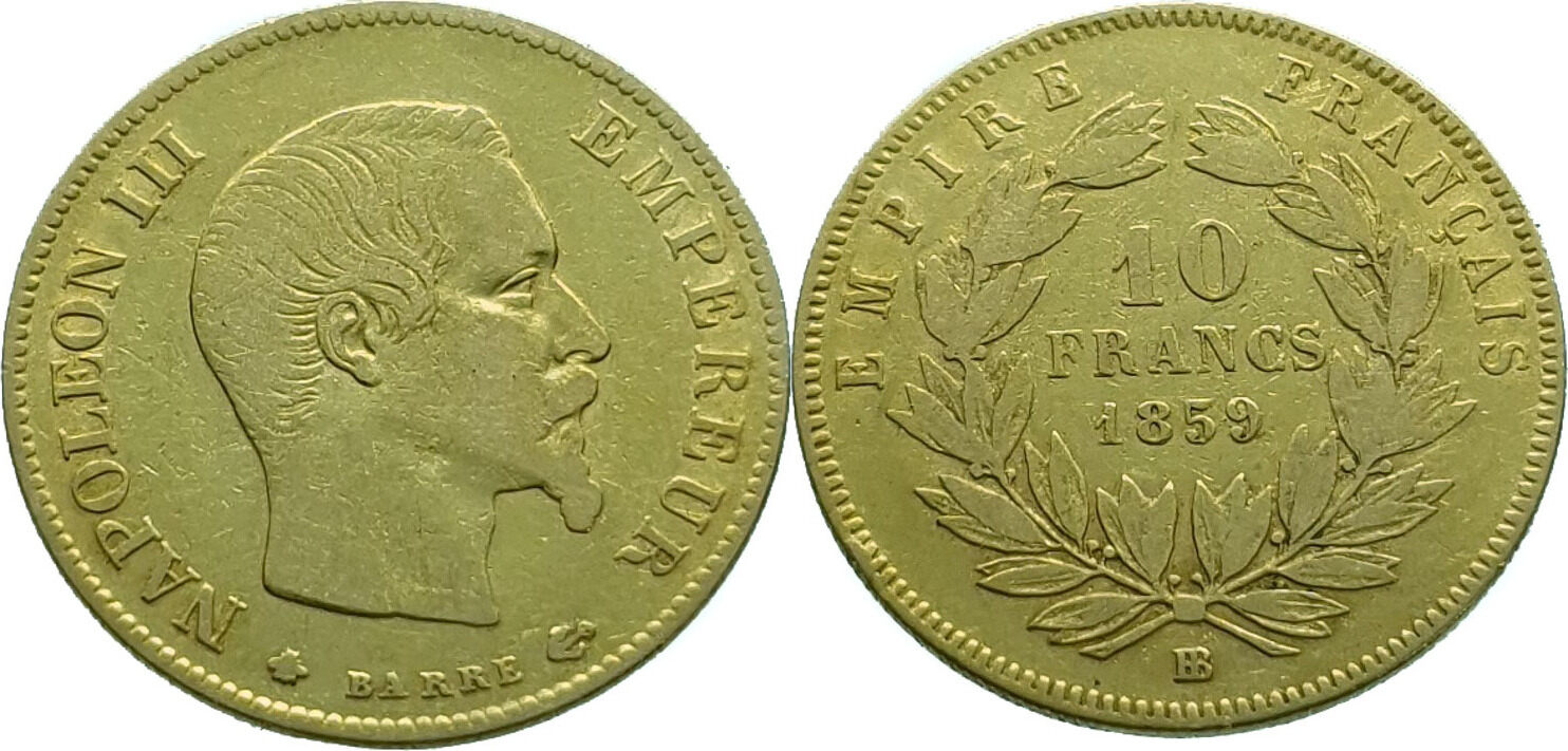 France 10 Francs 1859-BB (Strasbourg) Napoleon III - Gold Very s | MA-Shops