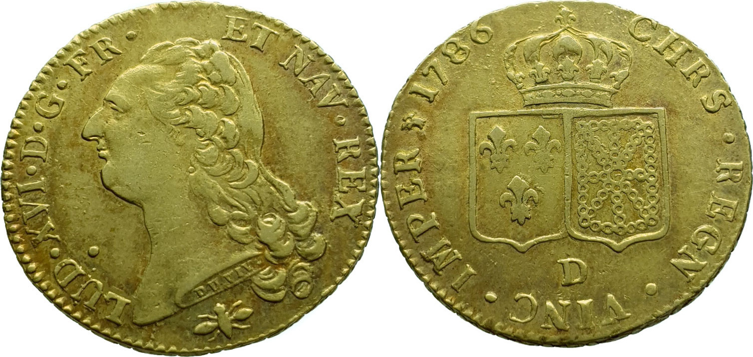 France 2 Louis D`Or 1786-D Louis XVI - Gold vz | MA-Shops