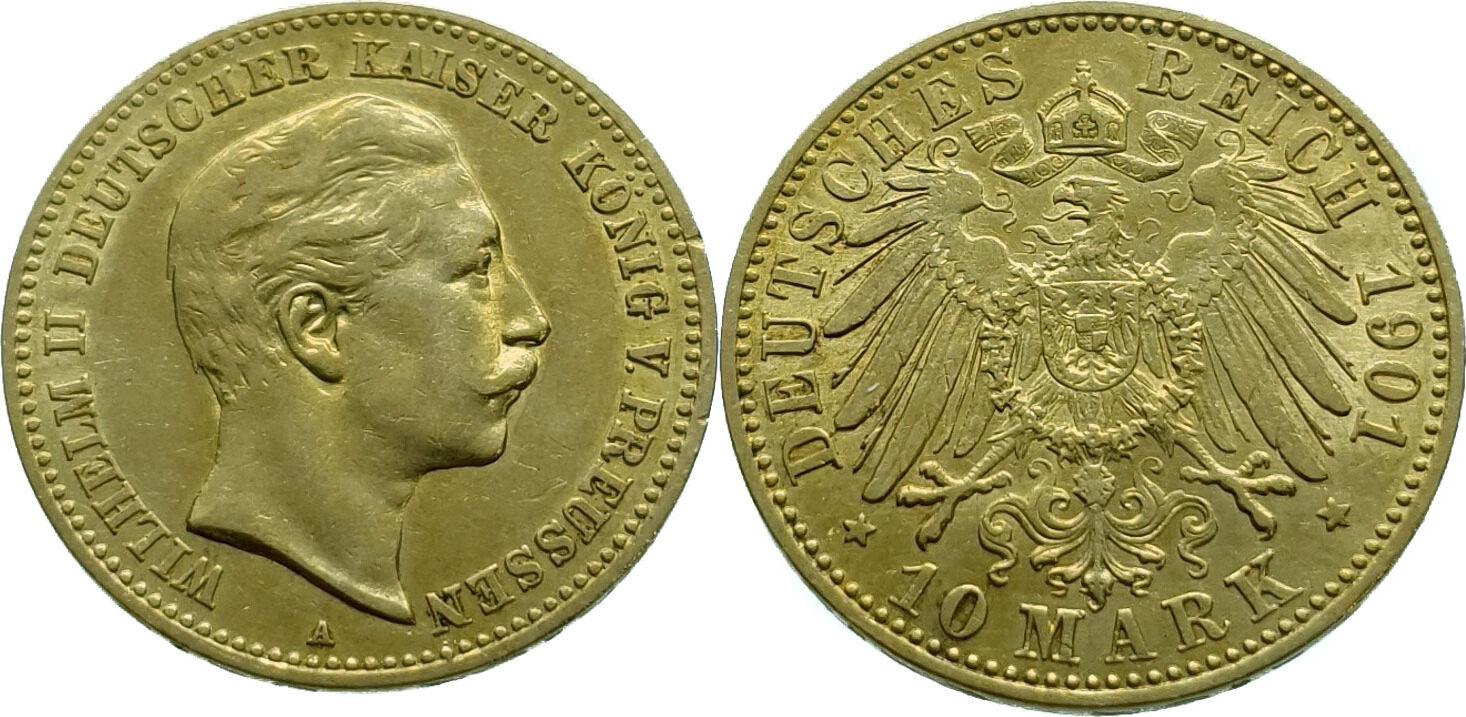 Germany, Prussia 10 Mark 1901-A Wilhelm II - Gold vz | MA-Shops