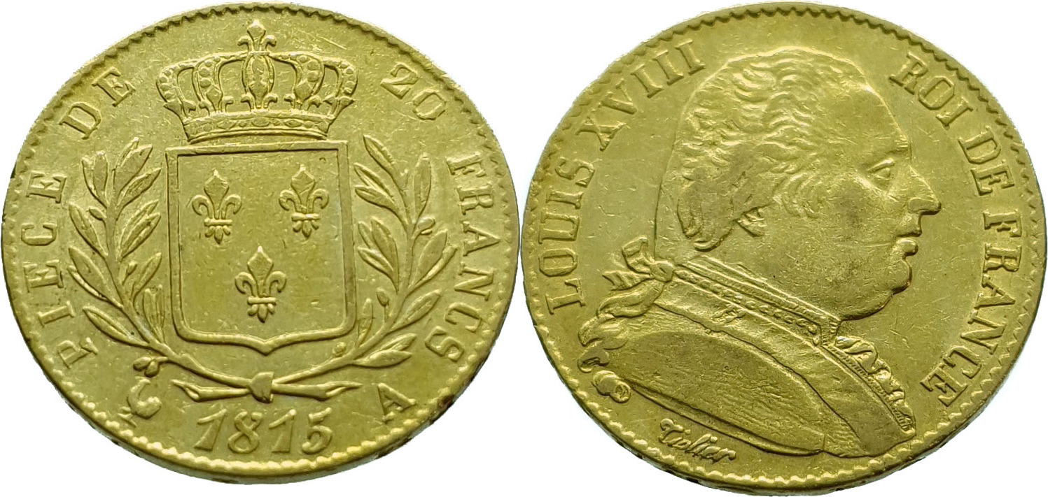 France 20 Francs 1815-A Louis XVIII - Gold vz | MA-Shops
