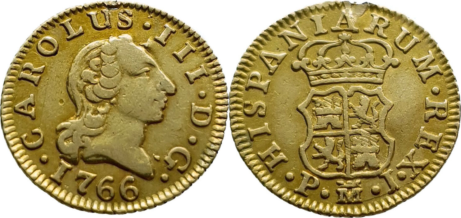 Spain 1/2 Escudo 1766-M Madrid - Carlos III - Gold vz | MA-Shops