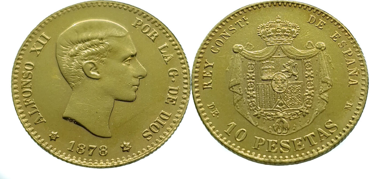 Spain 10 Pesetas 1878 Alfonso XIII - Gold Extremely s+ | MA-Shops