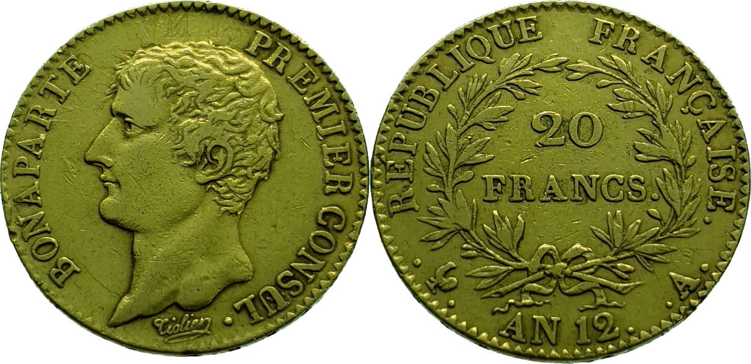 France 20 Francs AN12-A (1803) Napoleon I - Gold Very s+ | MA-Shops