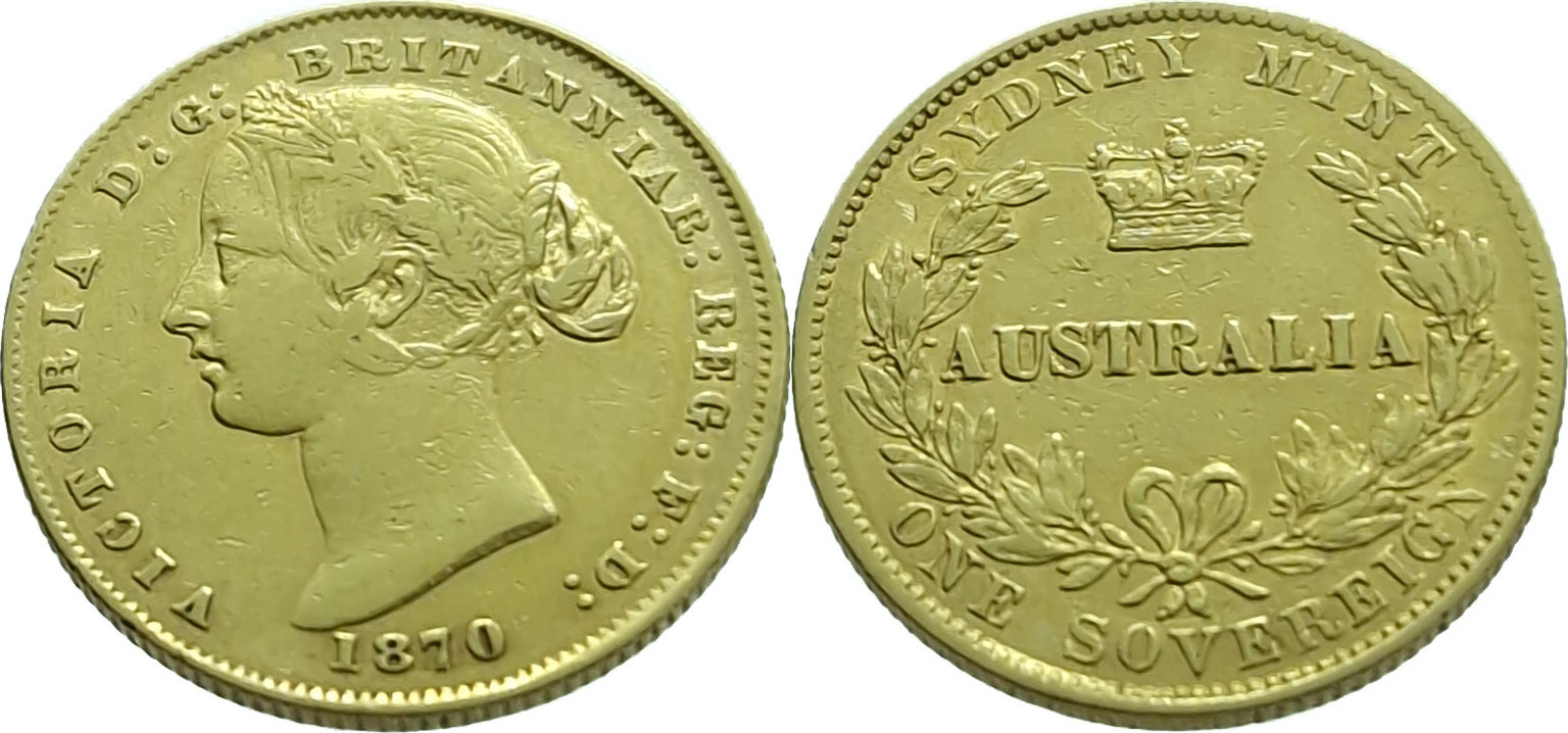 Australia Sovereign 1870 Victoria - Gold Very s+ | MA-Shops
