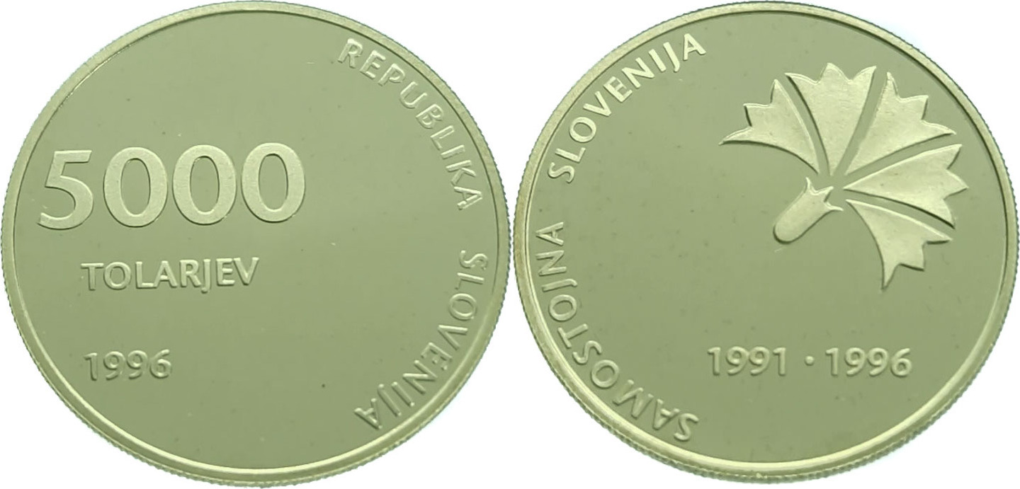 Slovenia 5000 Tolarjev 1996 Independence - Gold PP | MA-Shops