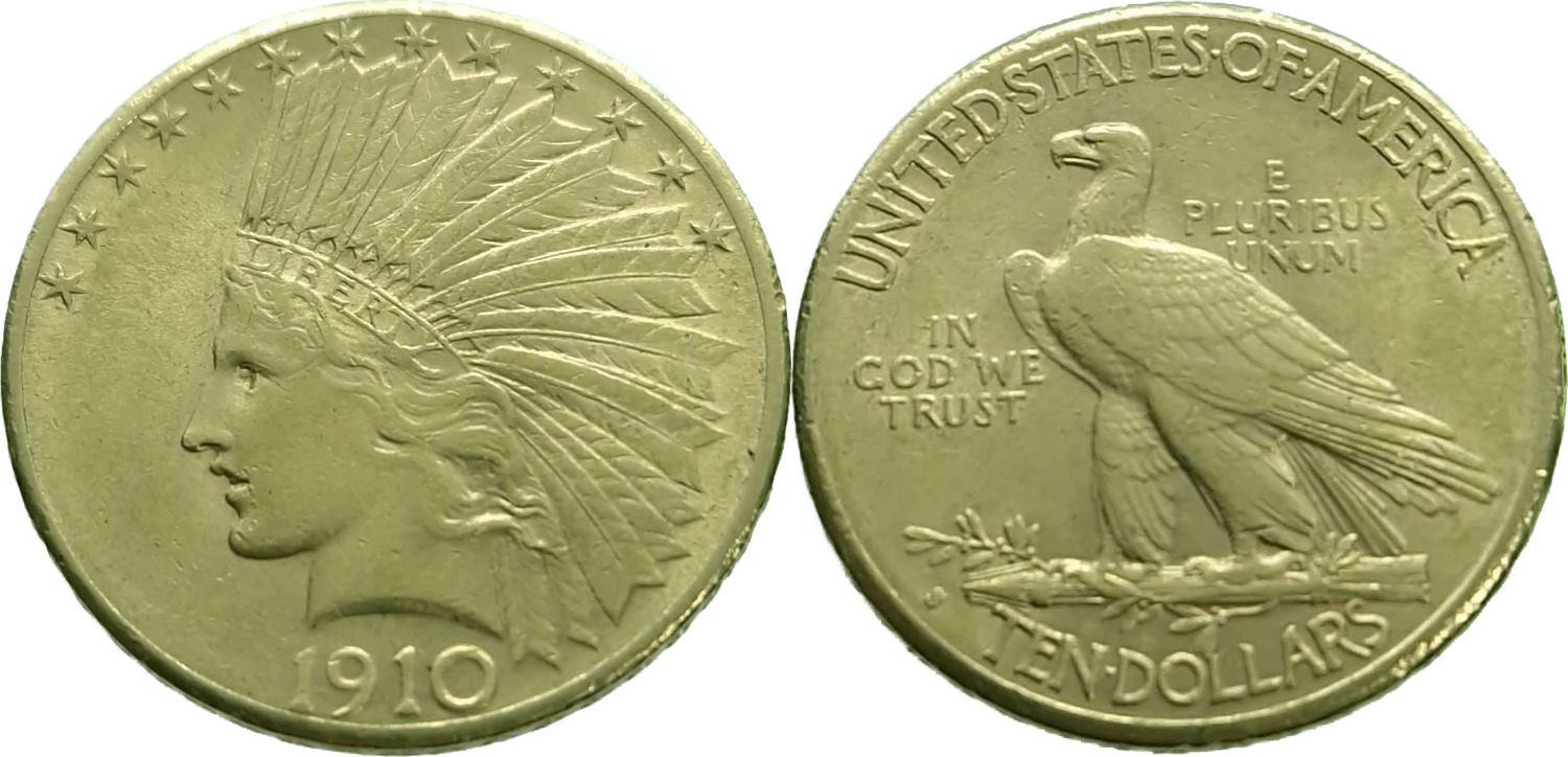 USA 10 Dollars 1910 Indian Head - Gold vz / st | MA-Shops