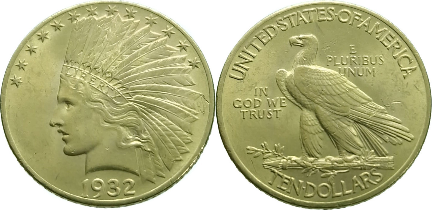 USA 10 Dollars 1932 Indian Head - Gold vz / st | MA-Shops