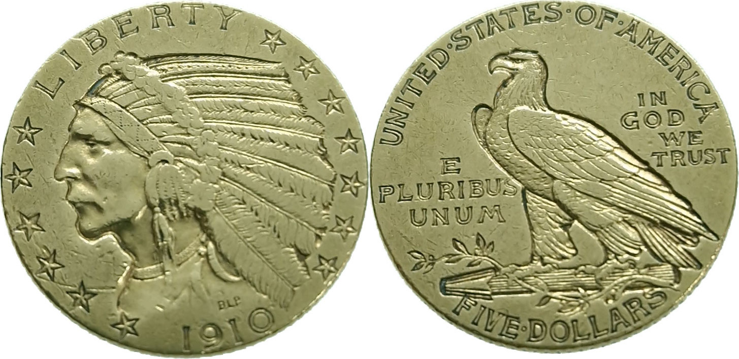 USA 5 Dollars 1910 Indian Head - Gold vz | MA-Shops