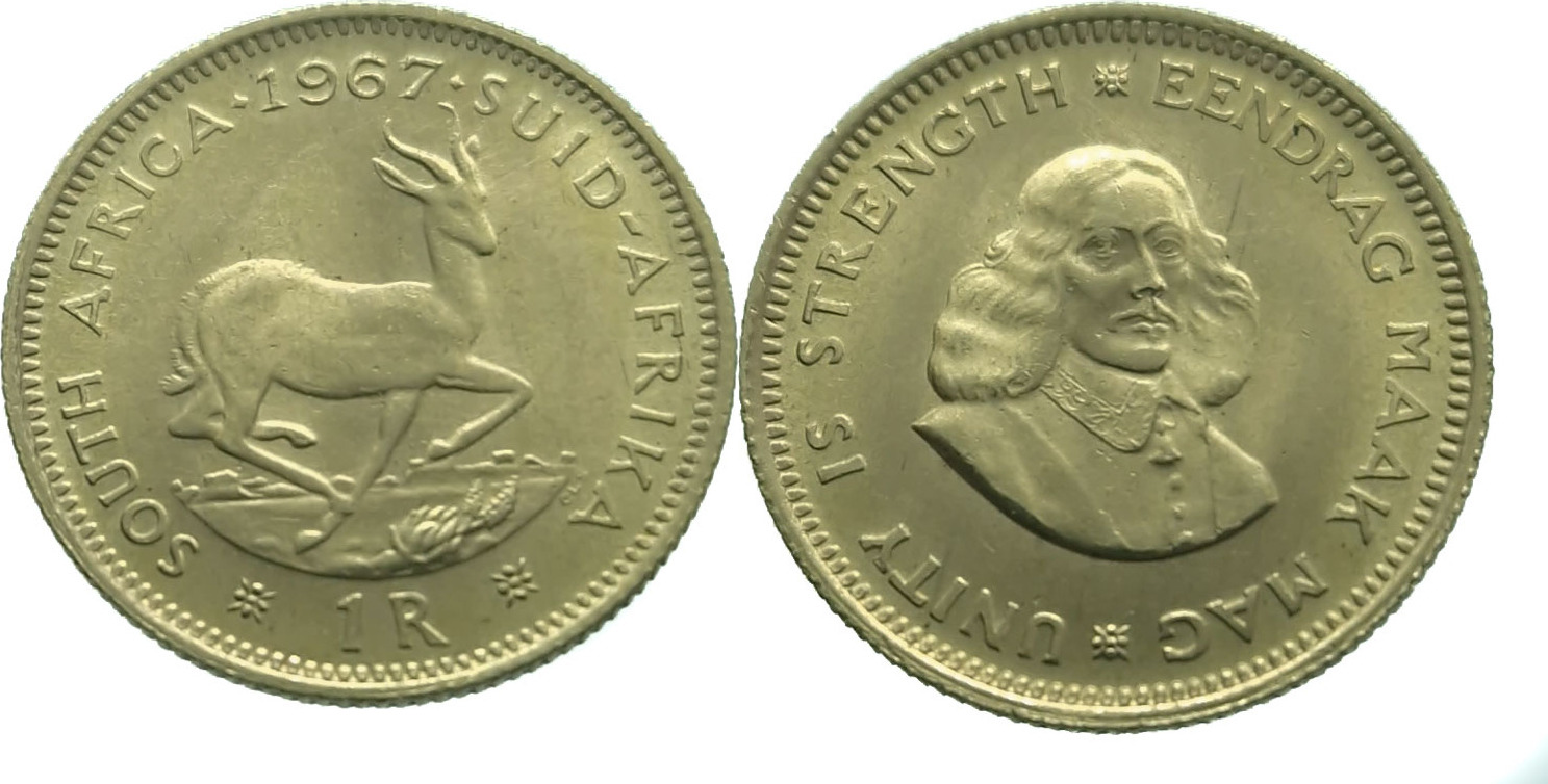 South-Africa 1 Rand 1967 Jan van Riebeeck - Gold unz (unzirculated ...