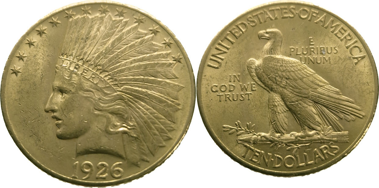 USA 10 Dollars 1926 Indian Head - Gold vz | MA-Shops