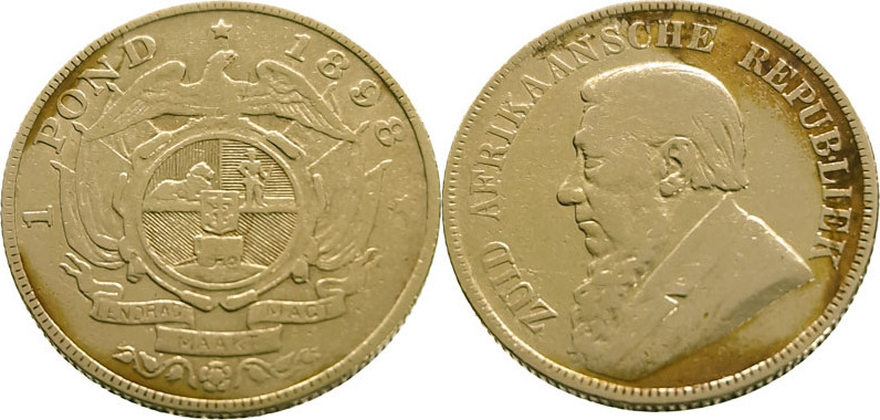 South-Africa 1 Pond 1898 Paul Kruger - Gold Very Fine+ | MA-Shops