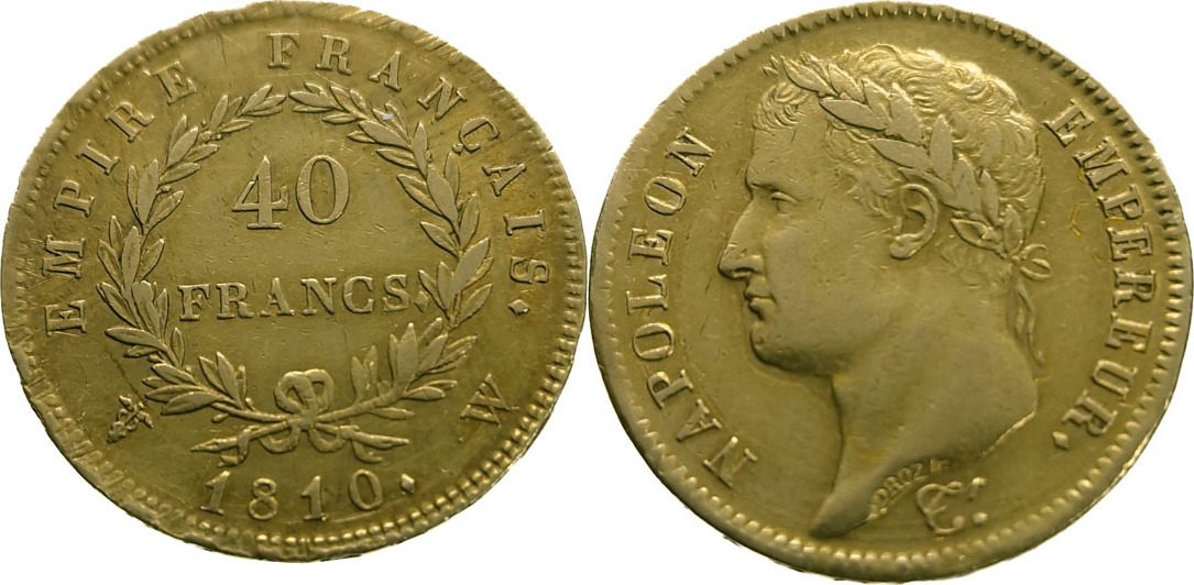 France 40 Francs 1810-W Napoleon - Gold VF / Extremely Fine | MA-Shops