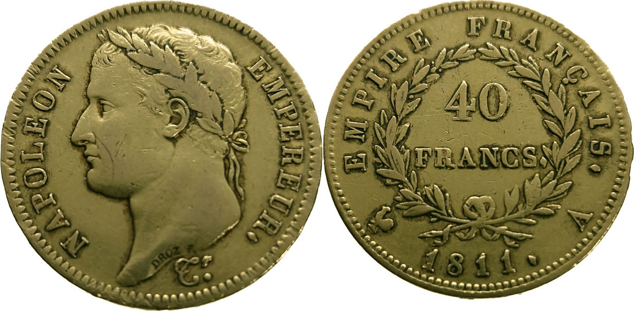 France 40 Francs 1811-A Napoleon - Gold Very Fine+ | MA-Shops