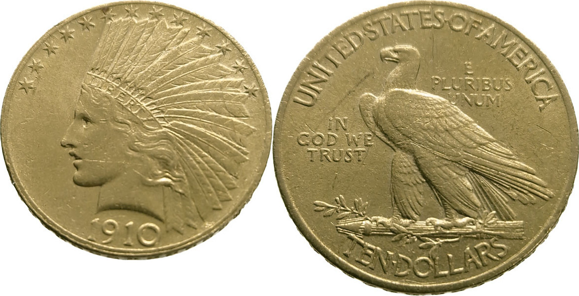 USA 10 Dollar 1910 Indian Head - Gold VF / Extremely Fine | MA-Shops
