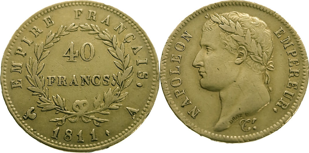 France 40 Francs 1811-A Napoleon - Gold Very Fine | MA-Shops
