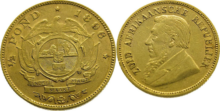 South-Africa 1/2 Pond 1896 Johannes Paulus Kruger - Gold Very s+ | MA-Shops