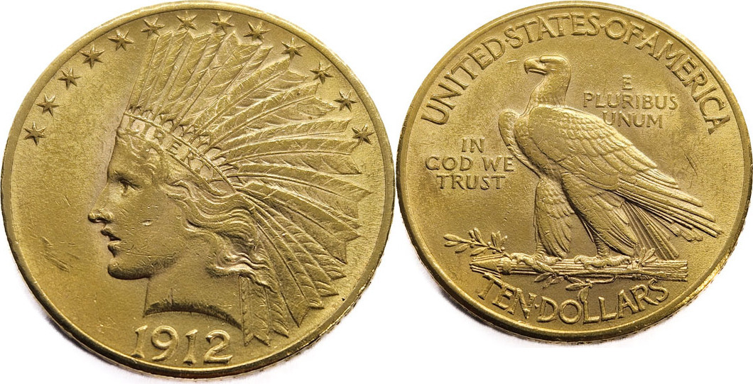 USA 10 Dollar 1912 Indian Head - Gold Extremely Fine | MA-Shops