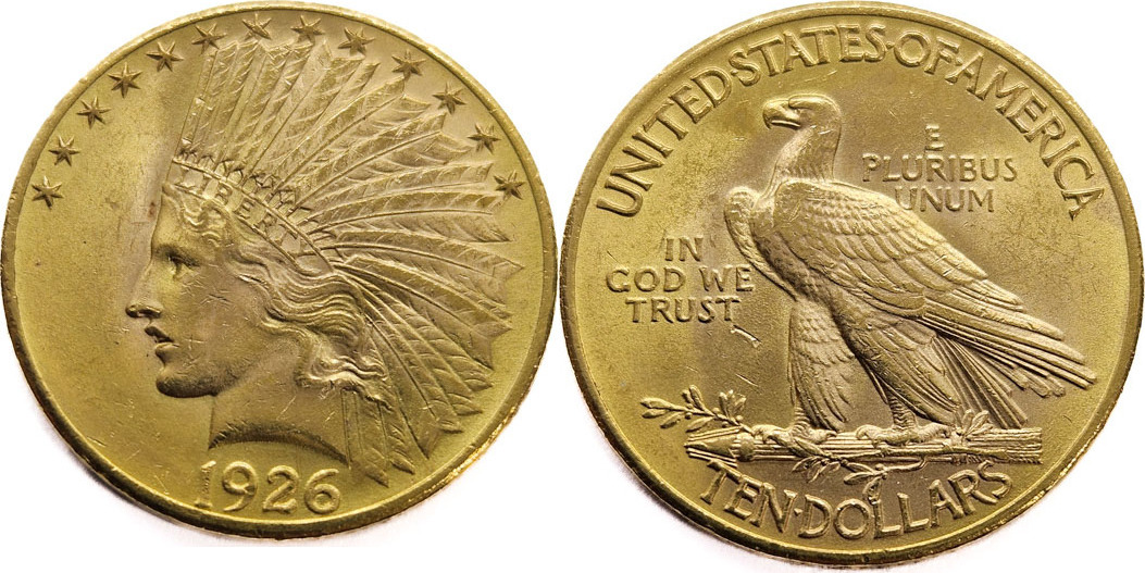 USA 10 Dollar 1926 Indian Head - Gold Extremely Fine | MA-Shops