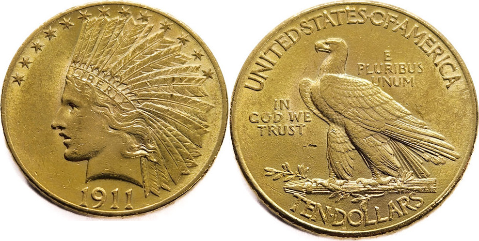 USA 10 Dollar 1911 Indian Head - Gold Extremely Fine | MA-Shops