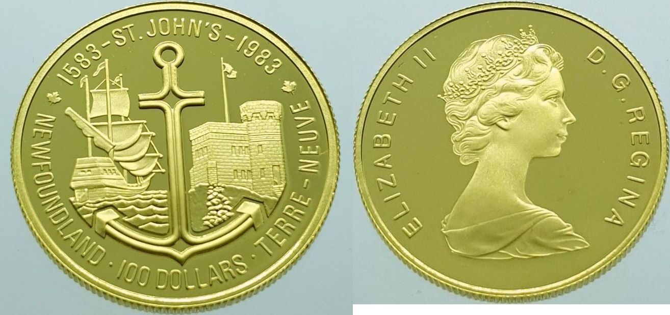 Canada 100 Dollar 1983 Elizabeth II - St. John's, Newfoundland - Gold ...