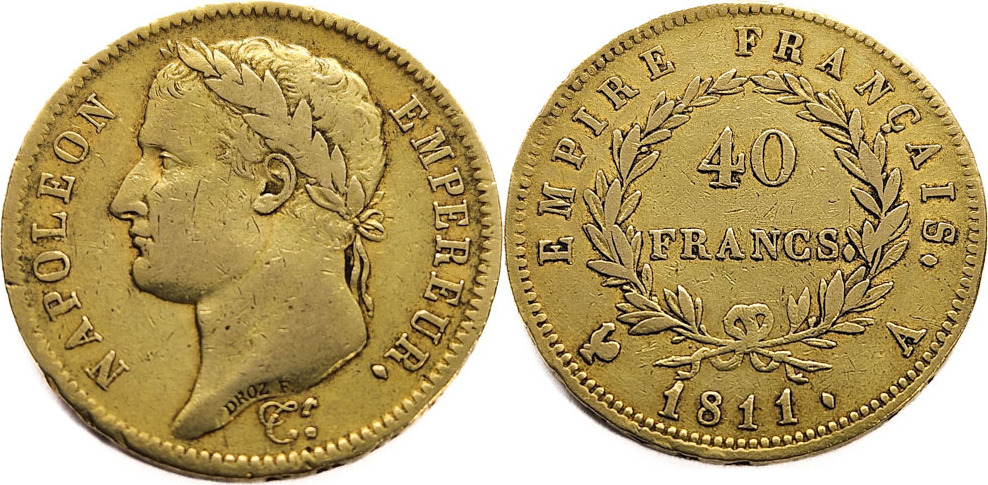 France 40 Francs 1811-A Napoleon - Gold Very Fine+ | MA-Shops