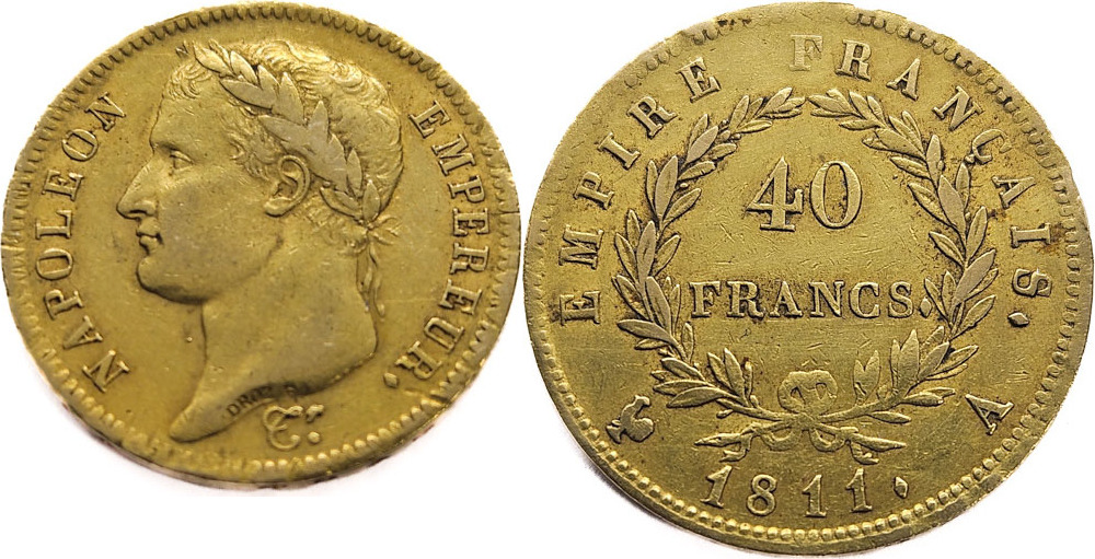 France 40 Francs 1811-A Napoleon - Gold Very Fine+ | MA-Shops