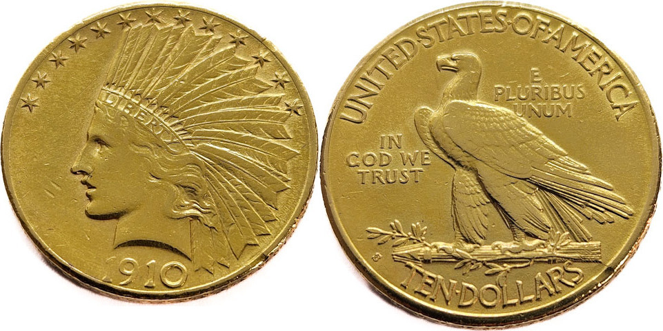 USA 10 Dollar 1910-S Indian Head - Gold VF / Extremely Fine | MA-Shops