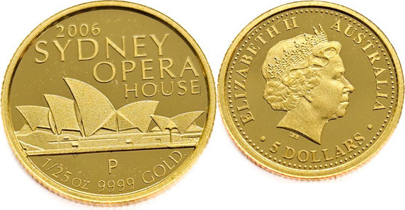 Australia 5 Dollars 2006 Sydney Opera House - Gold PP | MA-Shops