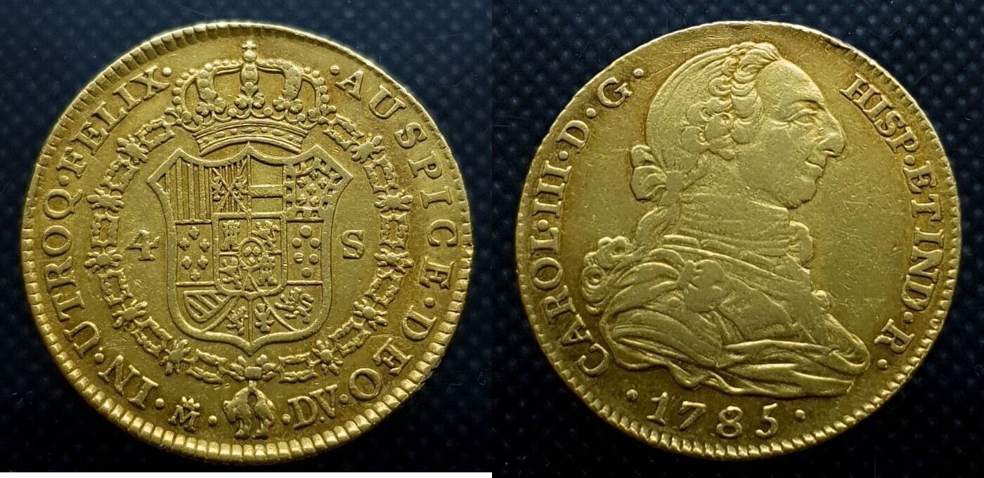 Spain 4 Escudos 1785 Carlos III - Gold vz | MA-Shops